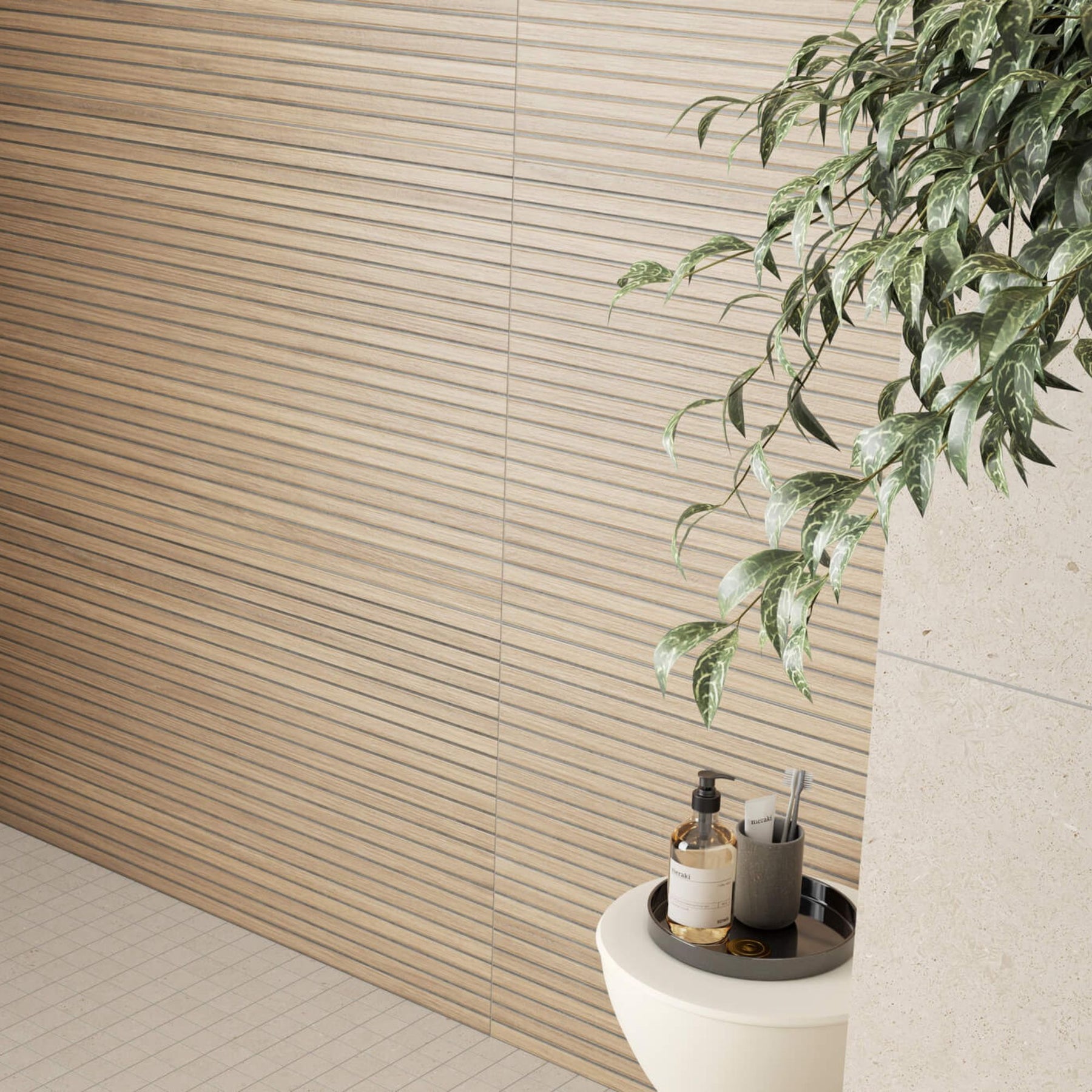 Nordic Teak Slat Decor Wood Effect Porcelain Tile 60x120cm Matt