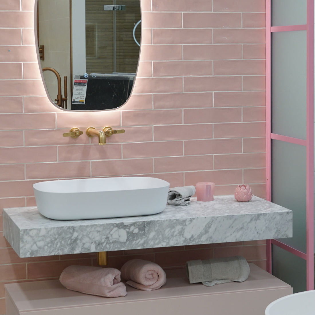 Poitiers Rose Wall Tile 7.5x30cm Gloss | Deluxe Bathrooms
