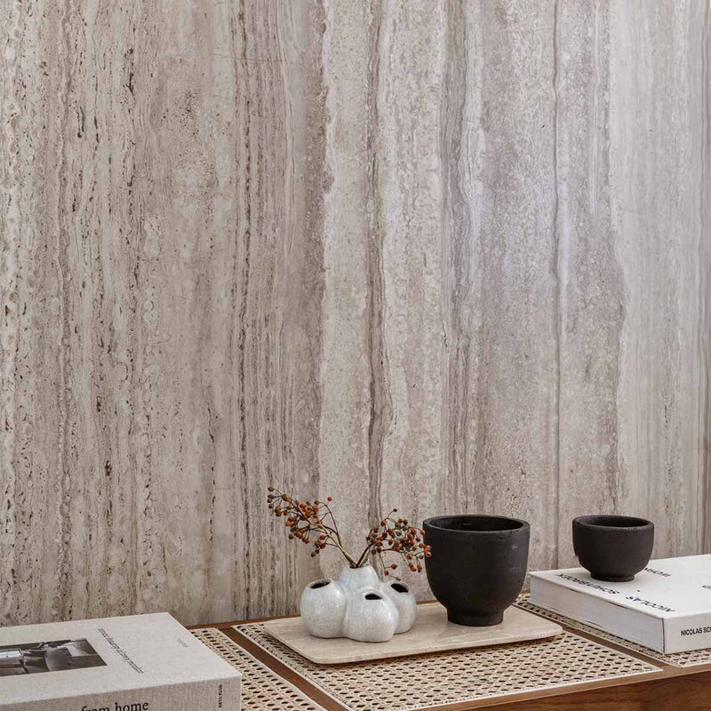 Cervati Mocha Travertine Marble Effect Porcelain Tile 60x120cm Matt ...