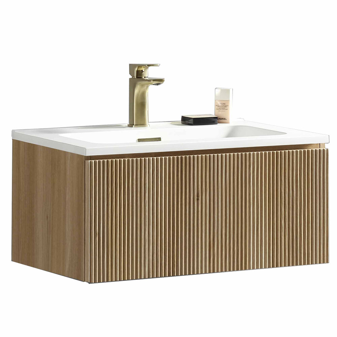 Florence Fluted Wall Mounted Vanity Unit With Washbasin - Country Oak ...