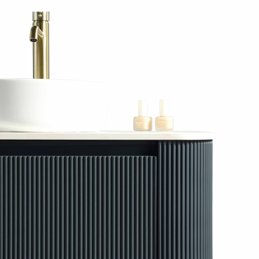 Florence Fluted 870 Curved Wall Mounted Vanity Unit With Worktop - Mid ...