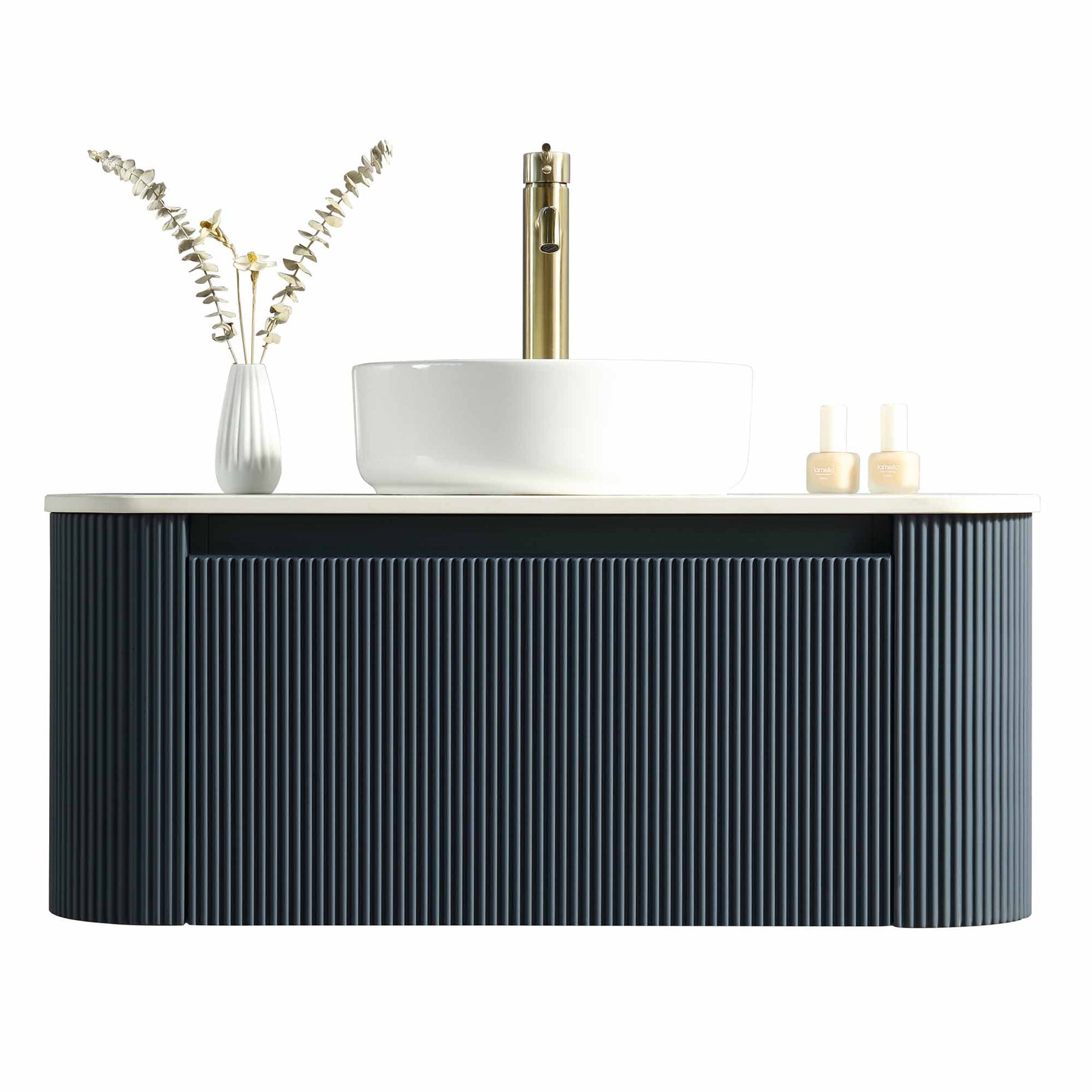Florence Fluted 870 Curved Wall Mounted Vanity Unit With Worktop ...