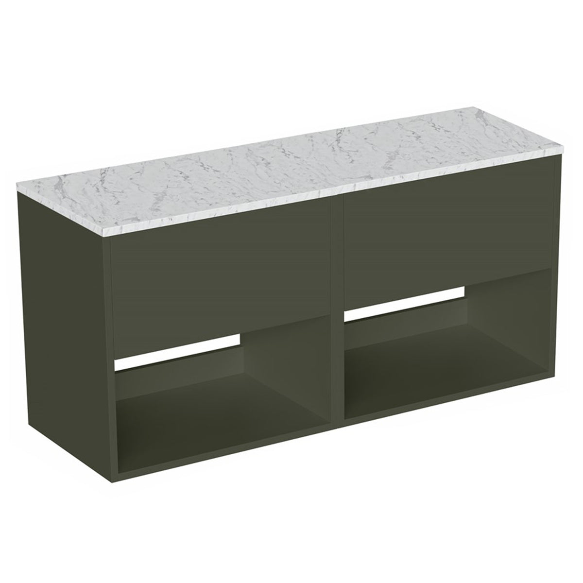 Hackney Wall Mounted Double Vanity Unit With Worktop - Earthy Green ...