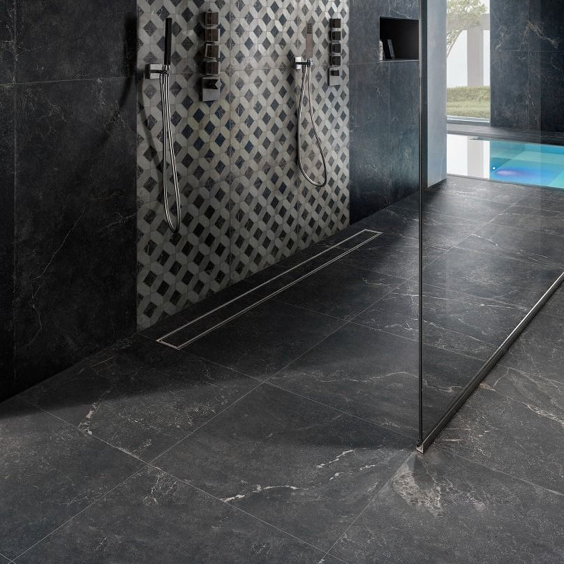 Marmi Imperiali Zenobia Black Marble Effect Porcelain Tile 60x60cm Matt