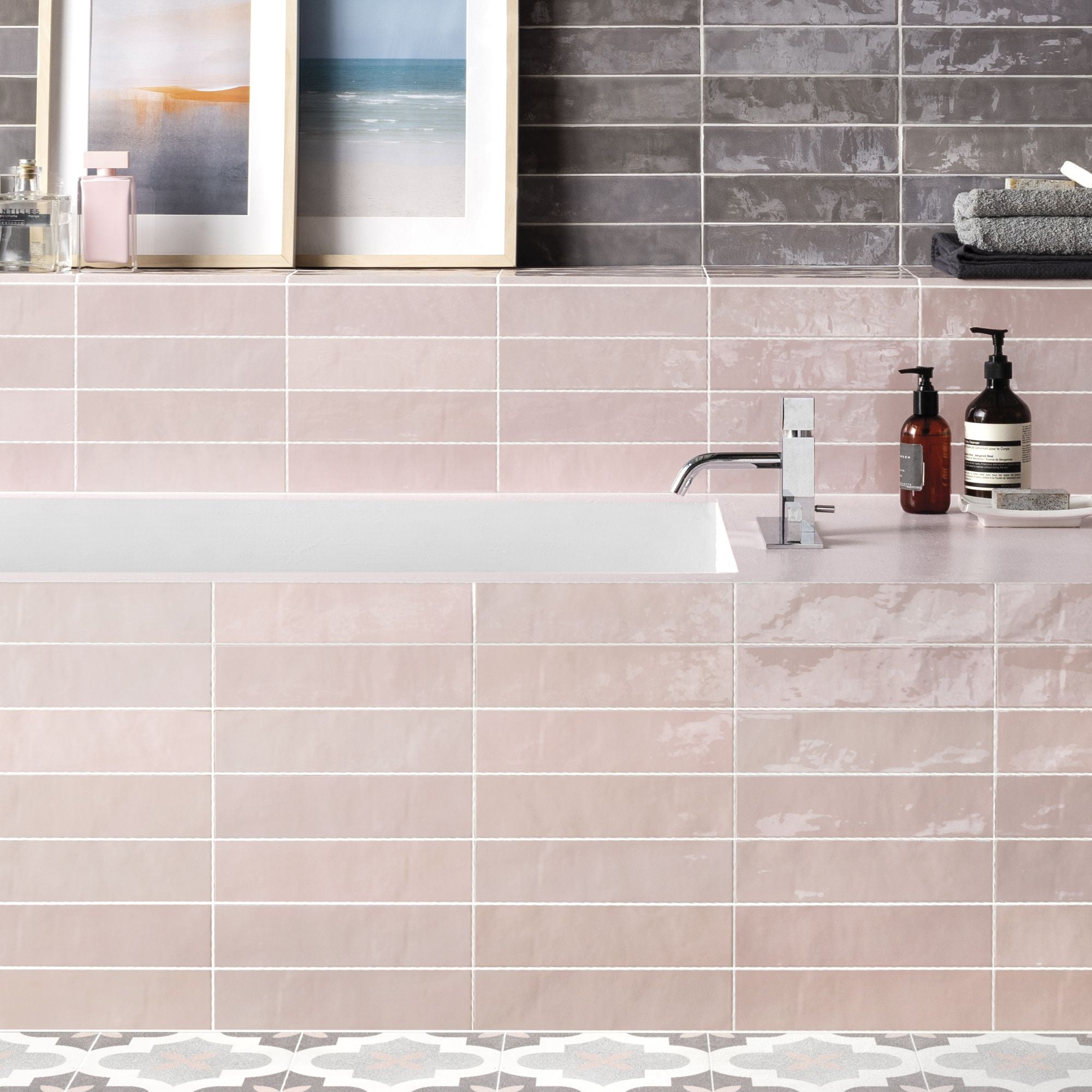Vibe Light Pink Wall Tile 6x25cm Gloss