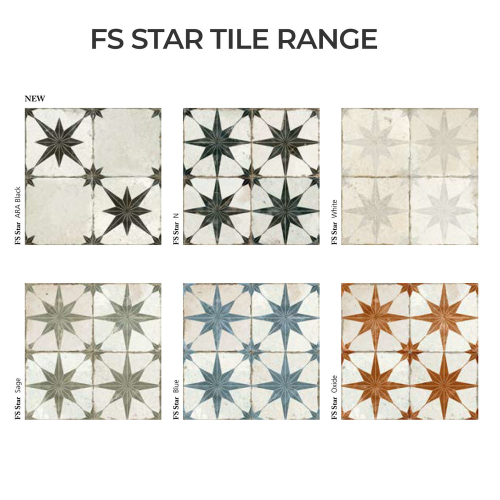 FS Star White Patterned Tile 45x45cm Matt | Deluxe Bathrooms