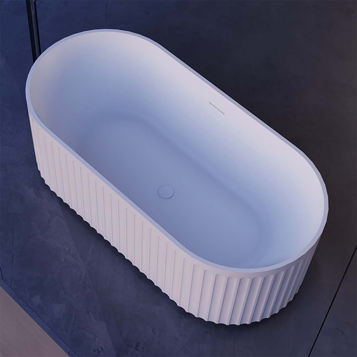 Granlusso Francesca 1700 Freestanding Fluted Stone Bath - Matt White ...