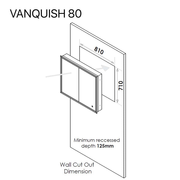 HiB Vanquish Recessed 2-Door LED Mirror Cabinet With Charging Sockets