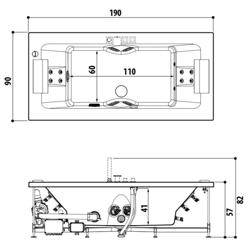Jacuzzi® Sharp 1900 Double Whirlpool Bath With Full Body Hydromassage | Deluxe Bathrooms