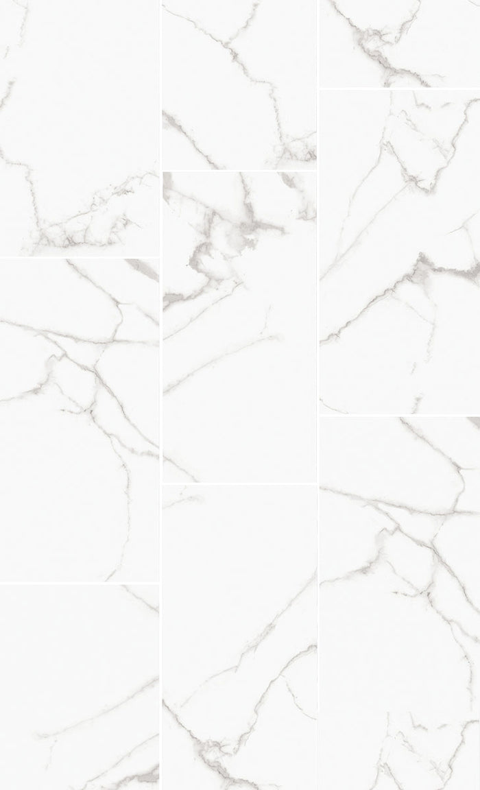 Marmi Bianco Supremo Marble Effect Porcelain Tile 60x120cm Gloss ...