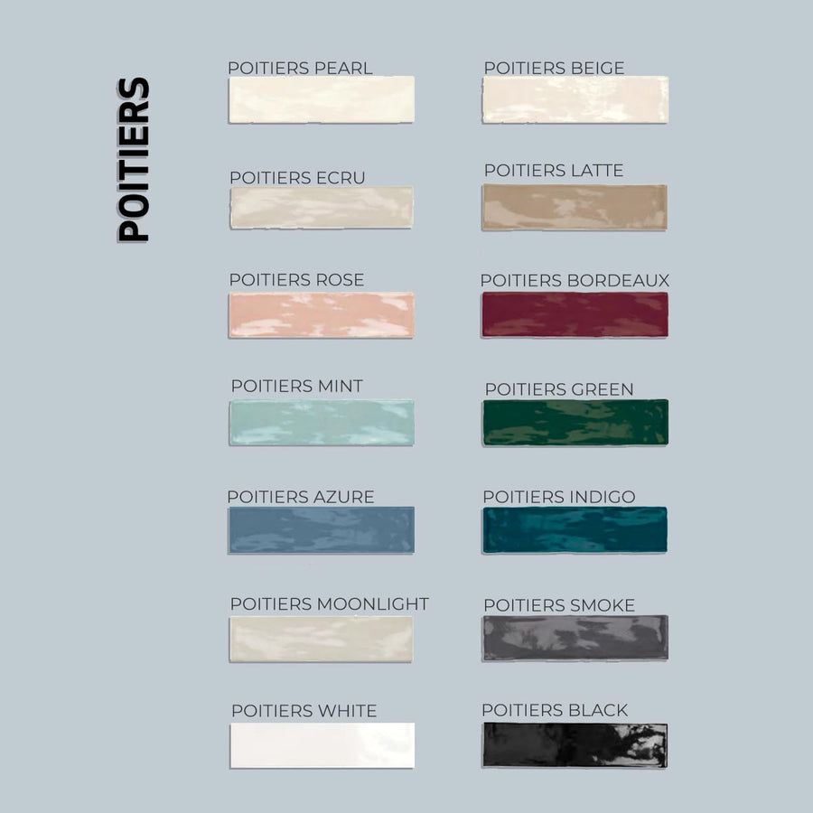 Poitiers Moonlight Wall Tile 7.5x30cm Gloss | Deluxe Bathrooms