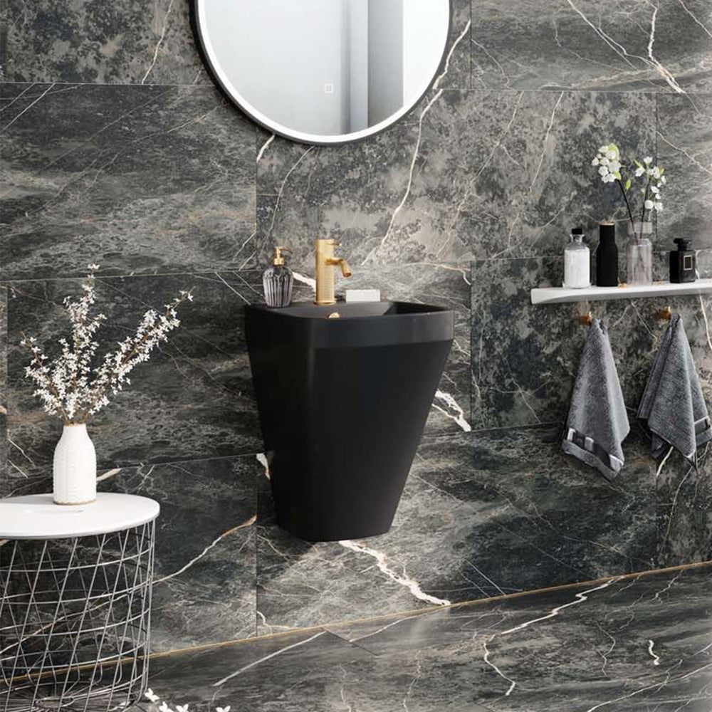 Toro Wall Mounted Basin - Matt Black | Deluxe Bathrooms
