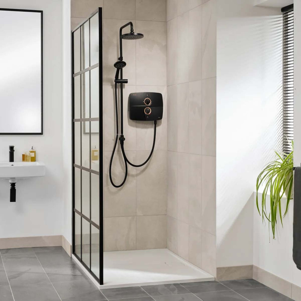 Triton T90SR Black 9kW Dual Pumped Electric Shower with Rainfall Overh ...