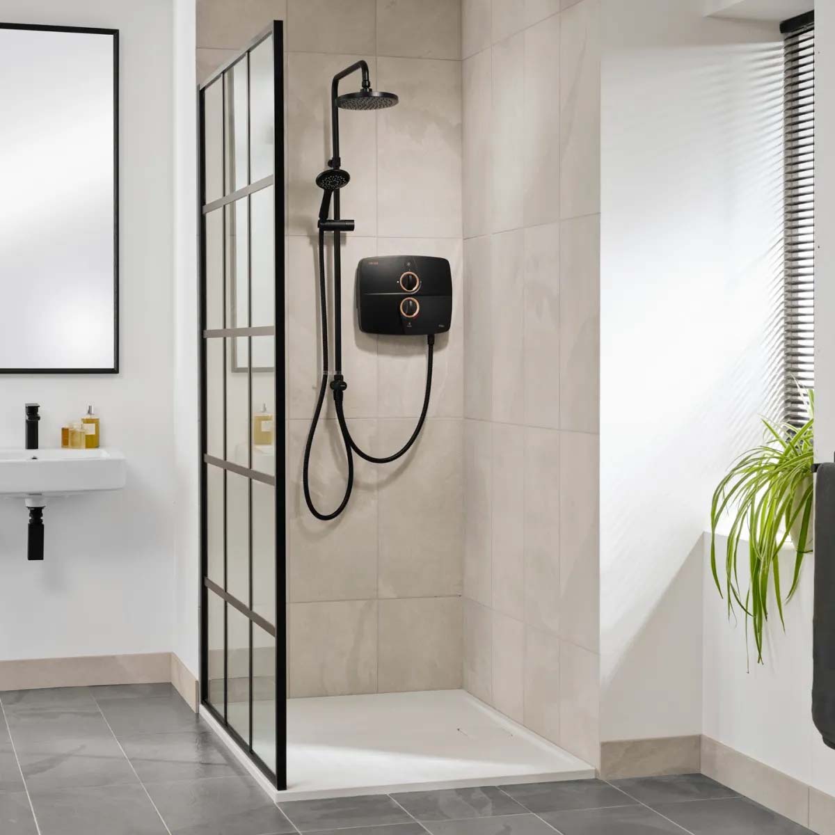 Triton T90SR Black 9kW Dual Pumped Electric Shower with Rainfall Overh ...