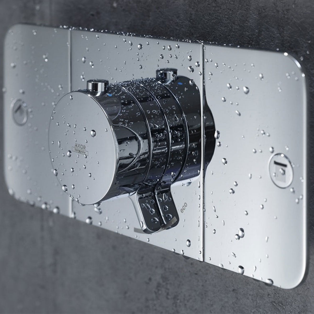 Axor One 2 Outlet Thermostatic Shower Valve Mixer with Overhead and Ha ...