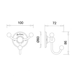 Burlington Triple Robe Hook | Deluxe Bathrooms