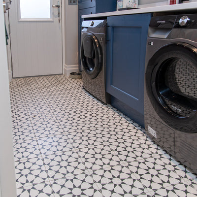 Cuban White Star Porcelain Tile 22x22cm Matt