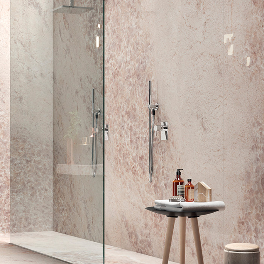 Deluxe Gemstone Rose Marble Effect Porcelain Tile 60x120cm Gloss ...