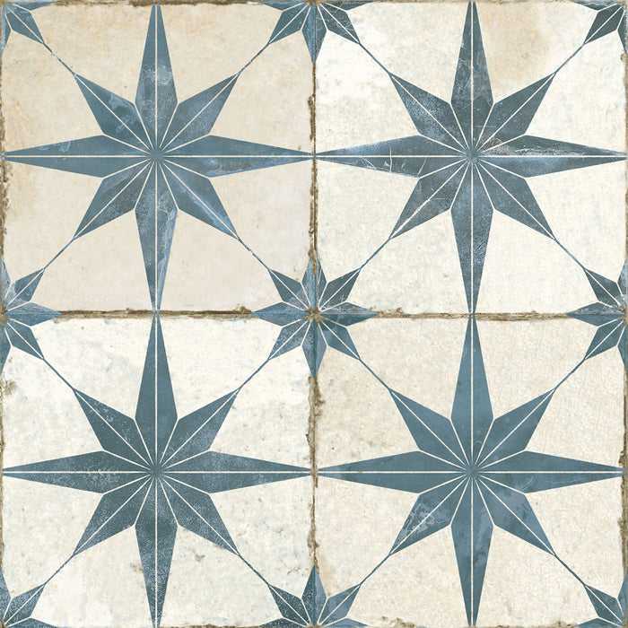 FS Star Blue Patterned Tile 45x45cm Matt | Deluxe Bathrooms