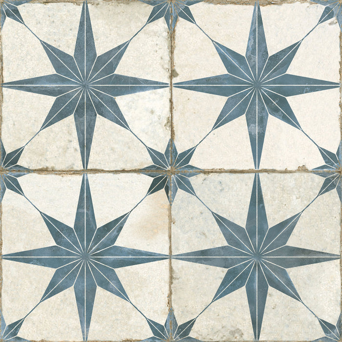 FS Star Blue Patterned Tile 45x45cm Matt | Deluxe Bathrooms