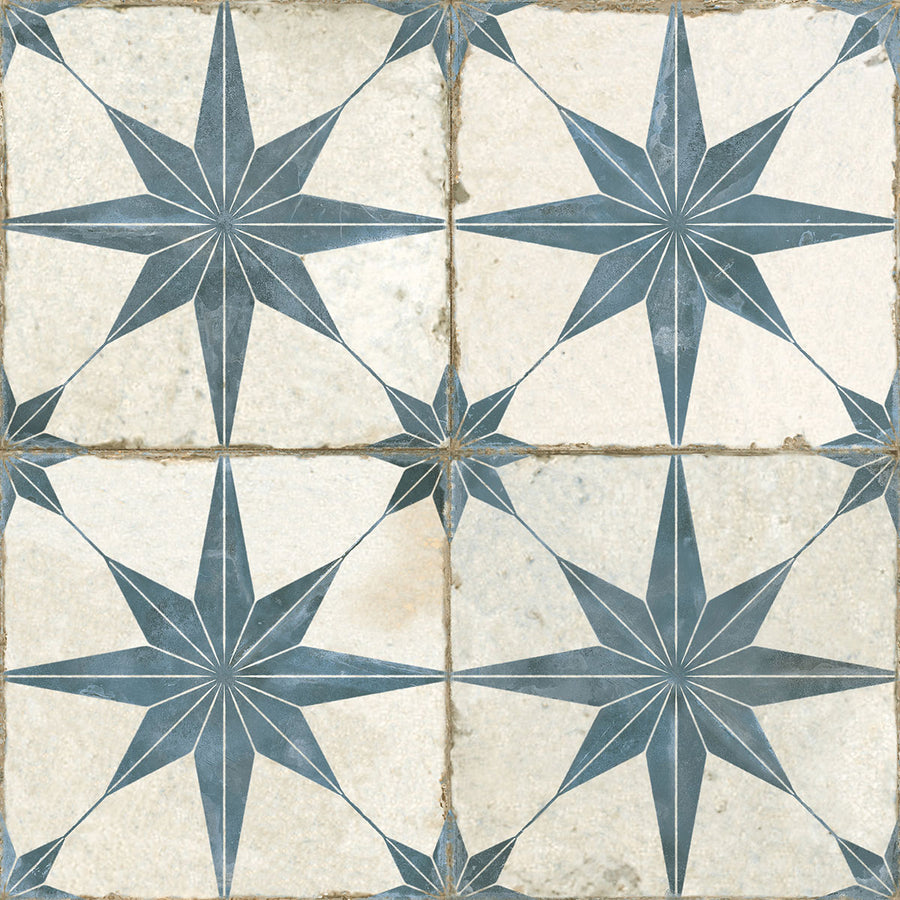 FS Star Blue Patterned Tile 45x45cm Matt | Deluxe Bathrooms