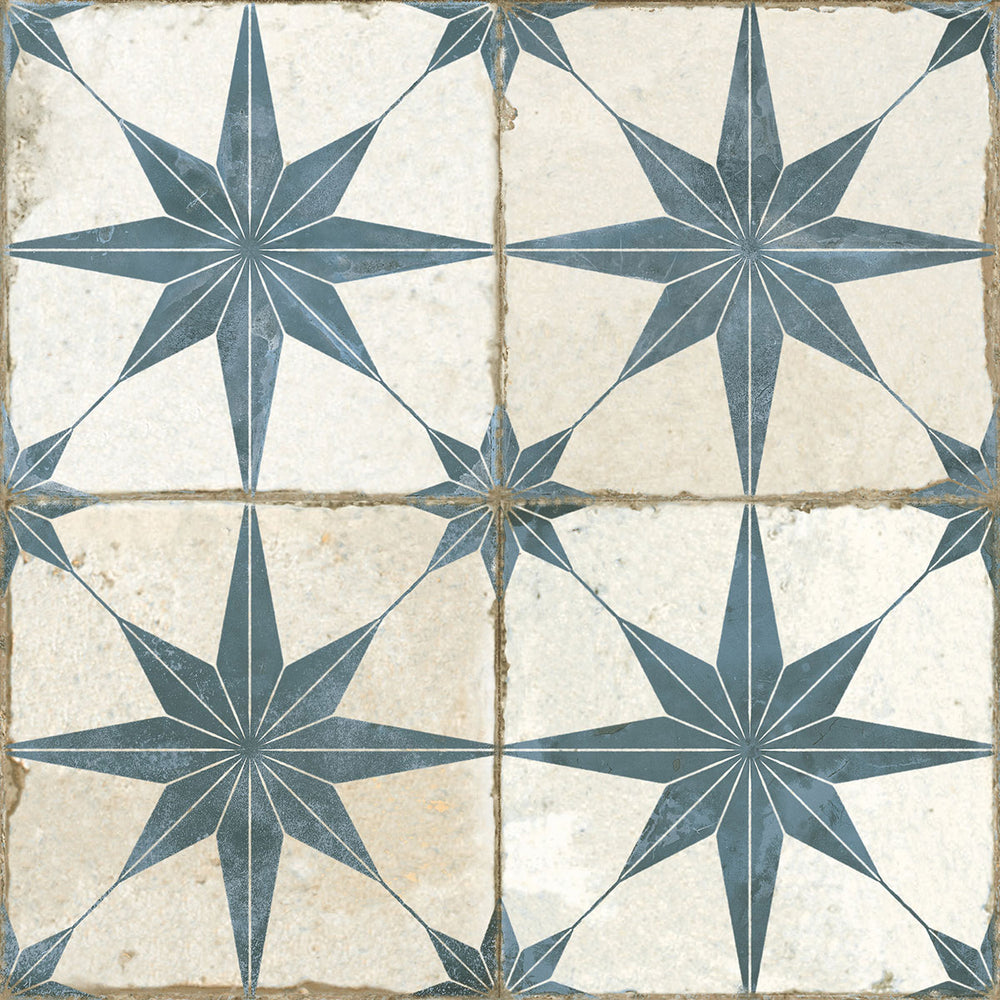 FS Star Blue Patterned Tile 45x45cm Matt | Deluxe Bathrooms