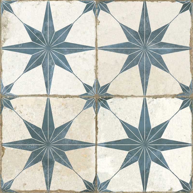 FS Star Blue Patterned Tile 45x45cm Matt | Deluxe Bathrooms