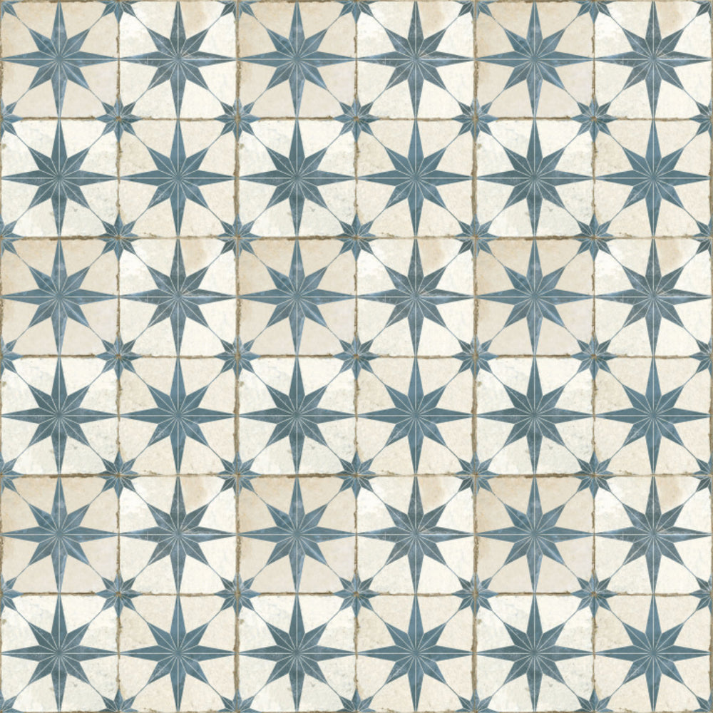 FS Star Blue Patterned Tile 45x45cm Matt | Deluxe Bathrooms