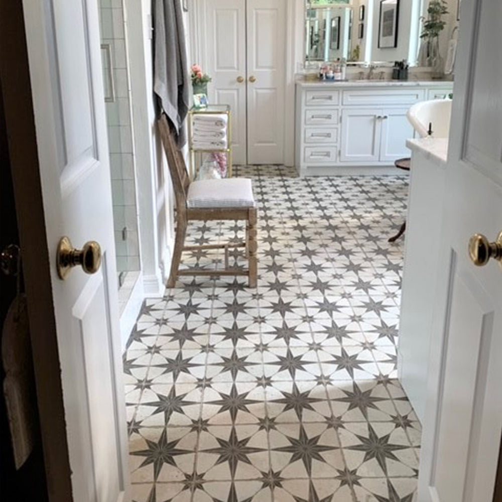 FS Star-N Black Patterned Tile 45x45cm Matt | Deluxe Bathrooms