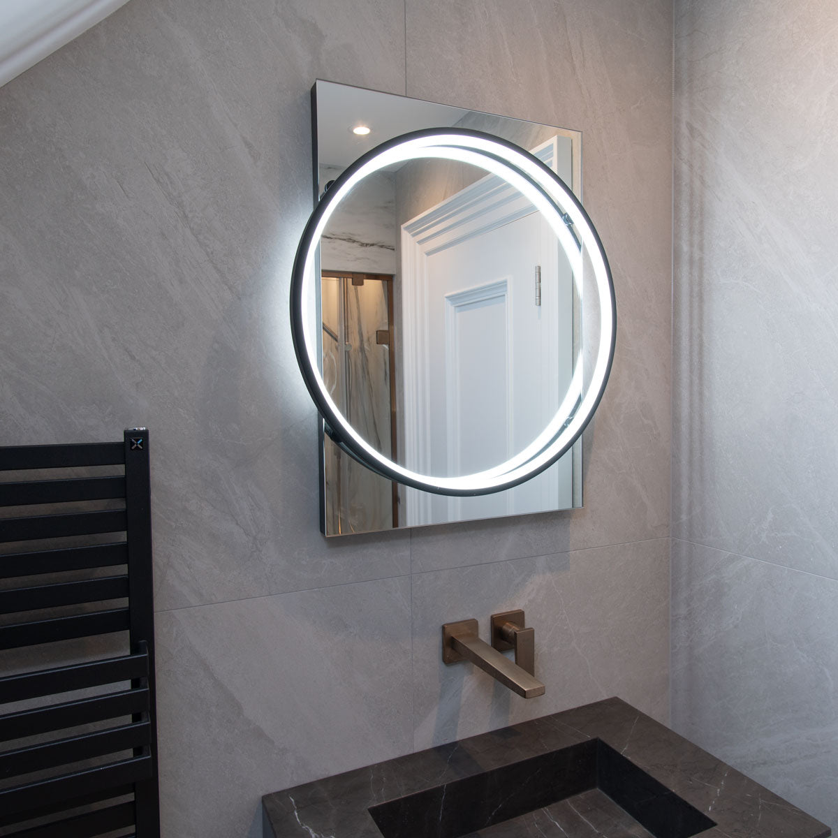 HiB Solas Black Frame LED Illuminated Fog-Free Mirror | Deluxe Bathrooms