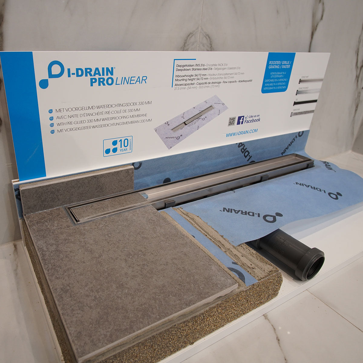 I-DRAIN Pro Linear Shower Drain Stainless Steel - 54mm High | Deluxe ...