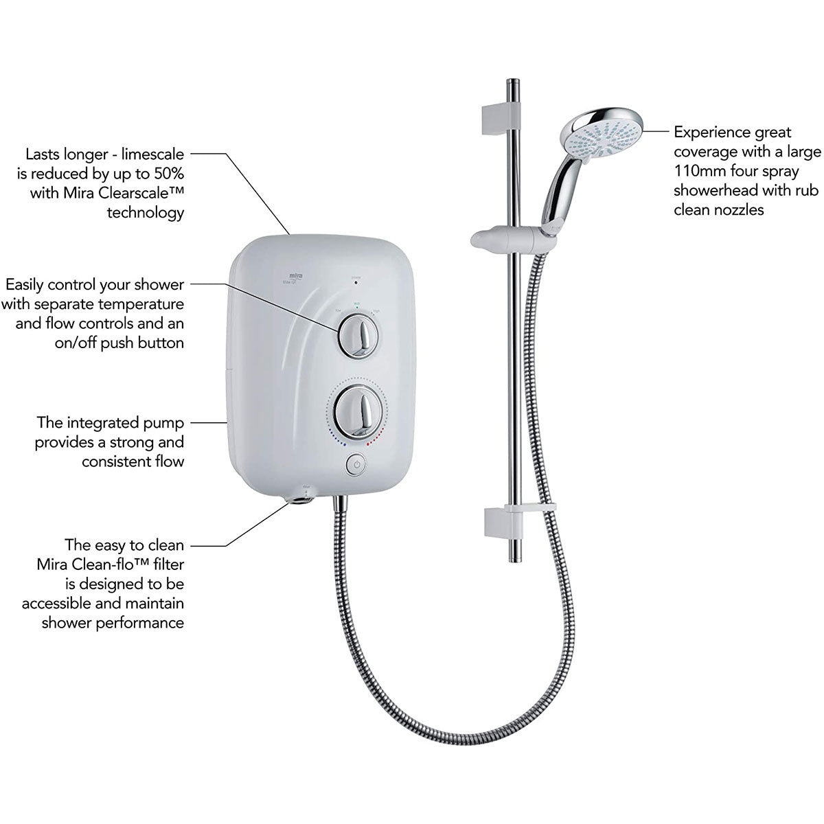 Mira Elite SE Pumped Electric Shower 9.8kW | Deluxe Bathrooms