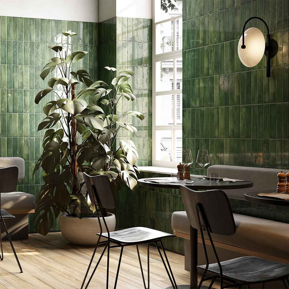 Colorado Green Porcelain Tile 6x25cm Gloss | Deluxe Bathrooms