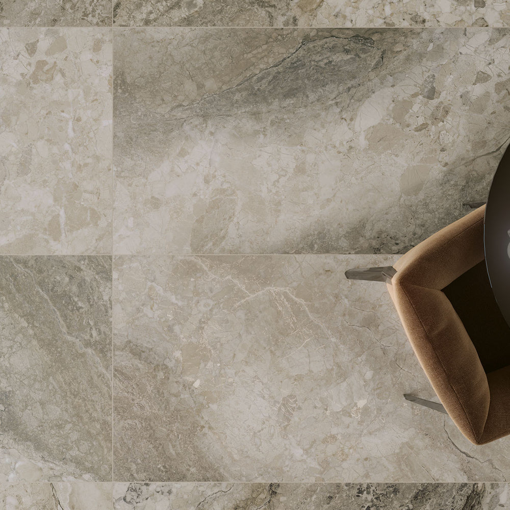 Dreamy Mocha 4D Shaped Marble Effect Porcelain Tile 100x100cm Matte ...