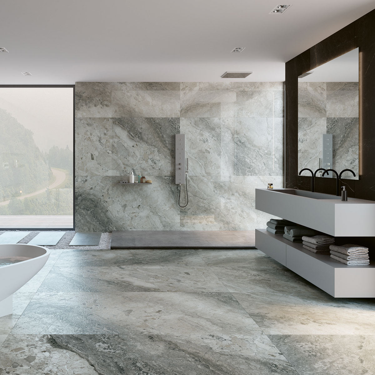 Dreamy Road 4D Shaped Marble Effect Porcelain Tile 100x100cm Matte ...