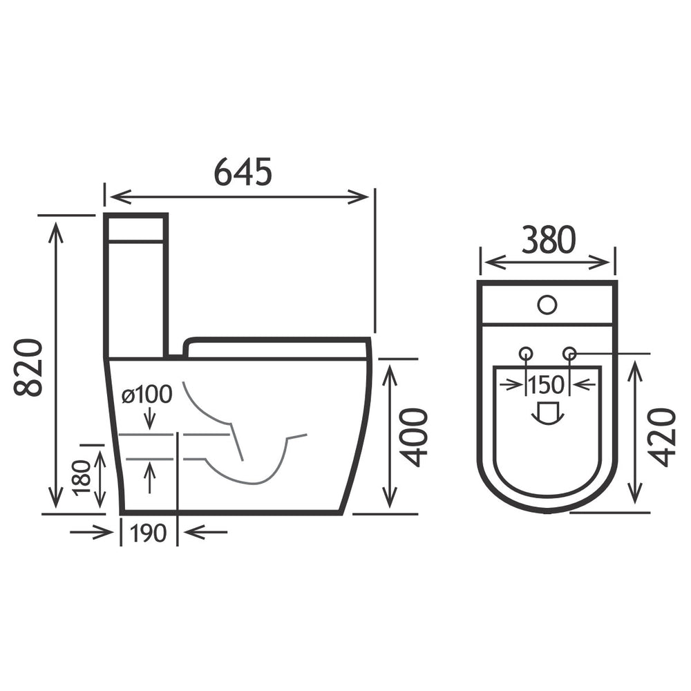 Jordan Rimless Short Projection Toilet With Cistern and Basin with Hot ...