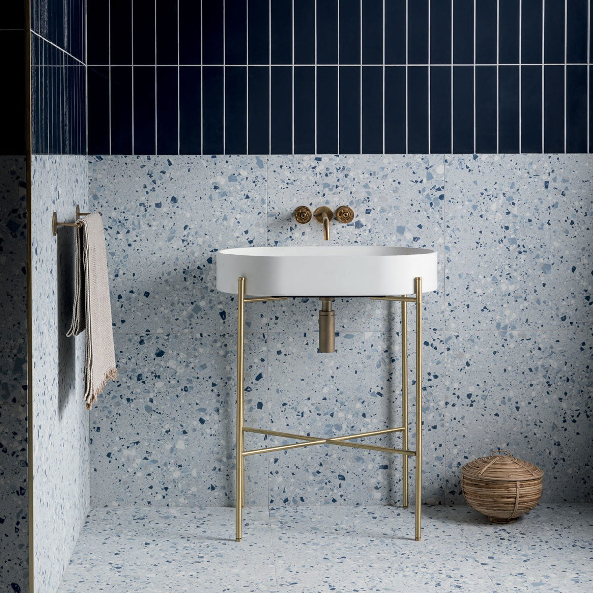 Terrazzo Lusso Blue Full-Bodied Porcelain Tile Matt 60x60cm | Deluxe ...