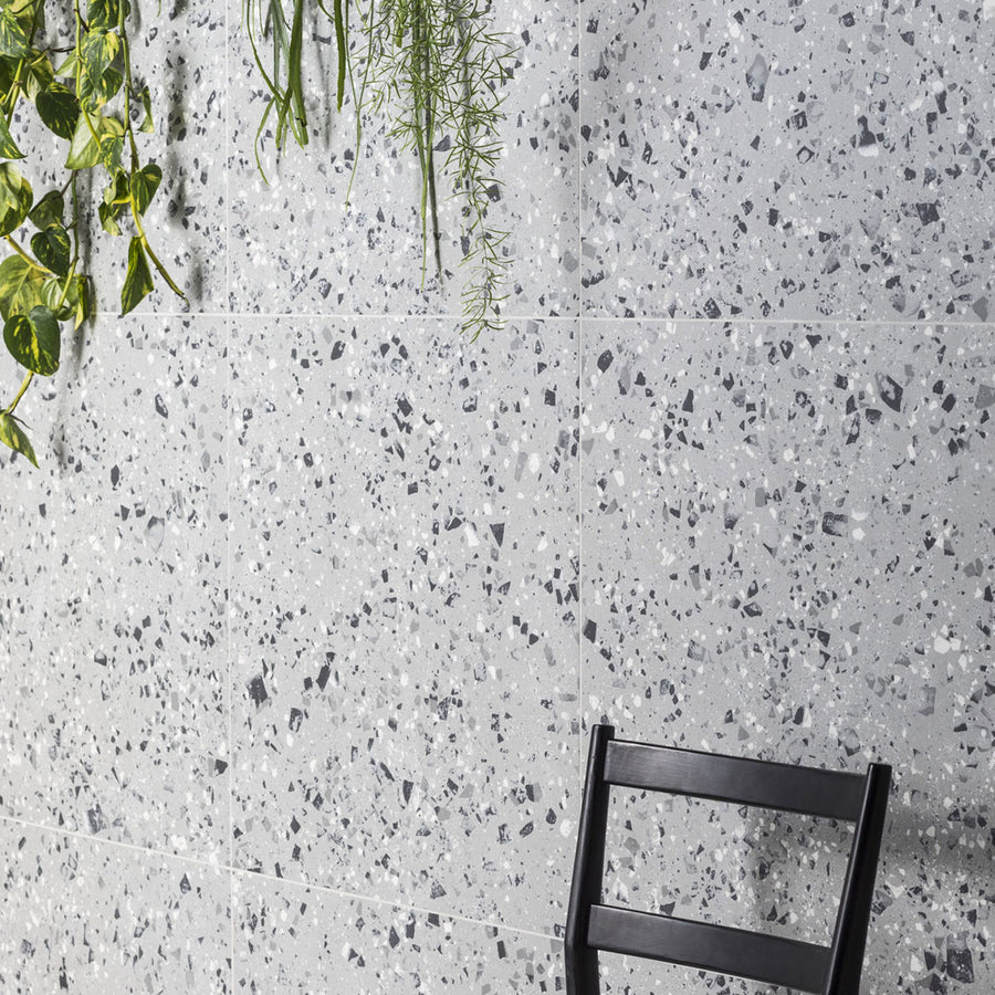 Terrazzo Lusso Grey Full-Bodied Porcelain Tile 60x60cm Matt | Deluxe ...