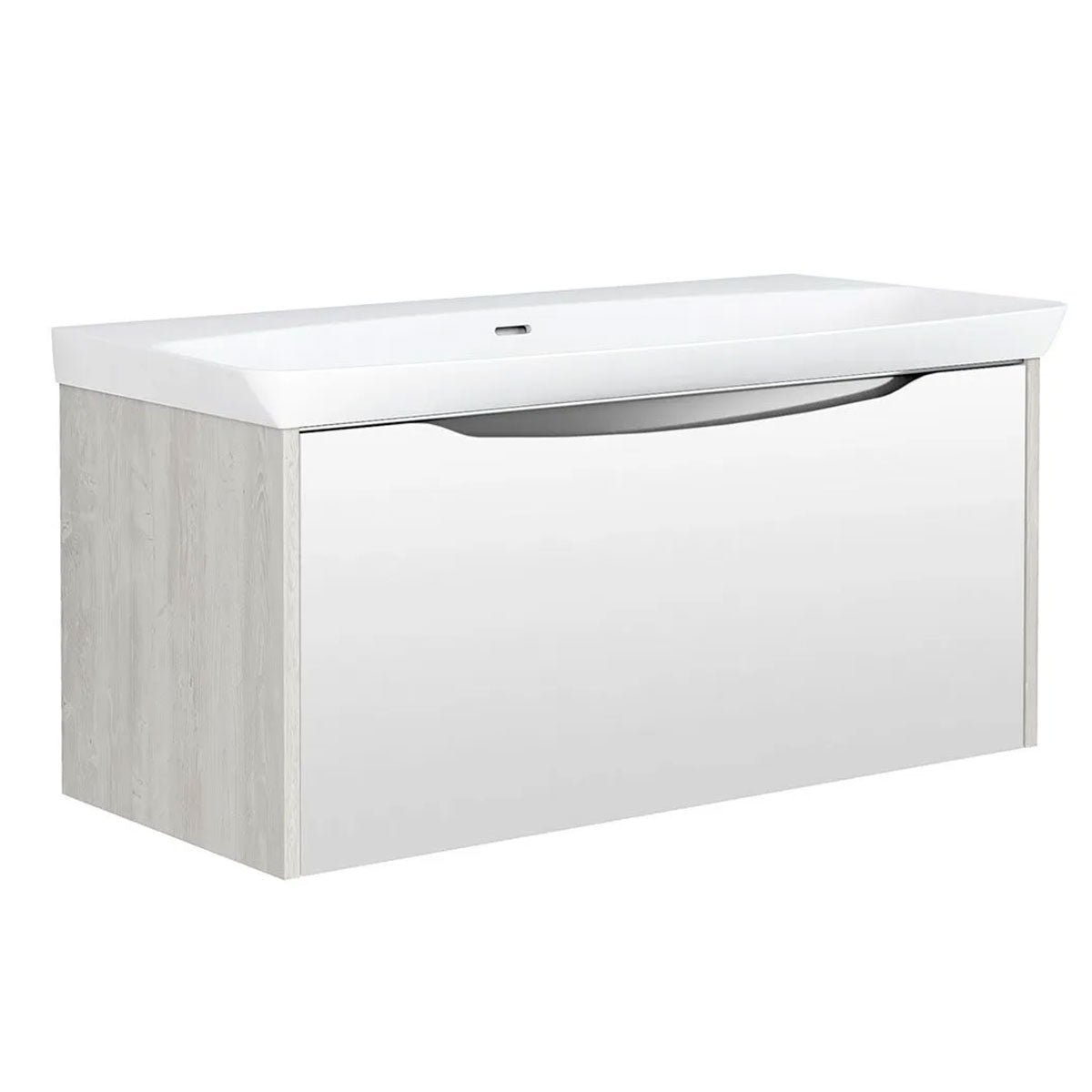 Utopia Lustre Wall Hung 1-Drawer Vanity Unit With Washbasin and LED Il ...