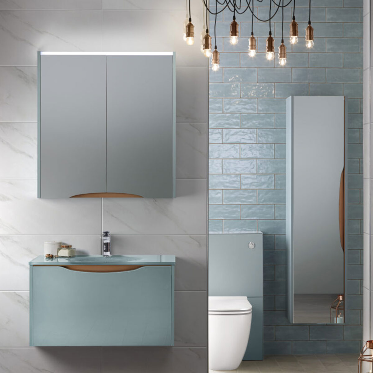 Utopia Lustre Bathroom Mirror Cabinet Wall Hung With LED Illumination ...